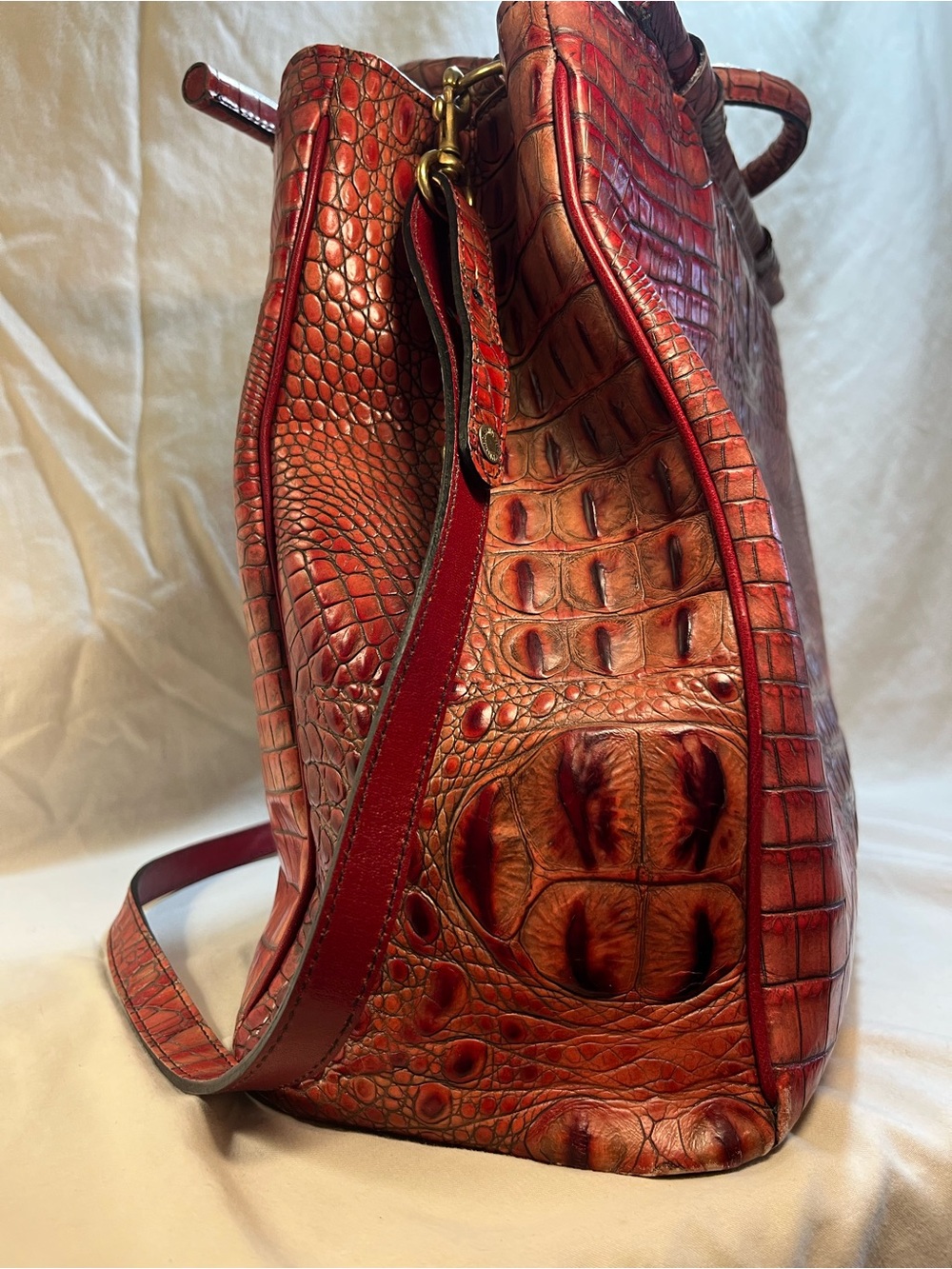 Brahmin | Bags | Brahmin Bernadette Veuc Tote Deep Red Croc Original ...